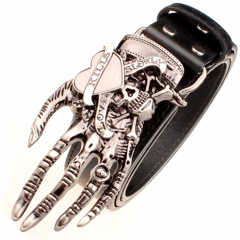 Belt Skull Hand Buckle SkeletonRock Belt MetalFashion men belt skull ...